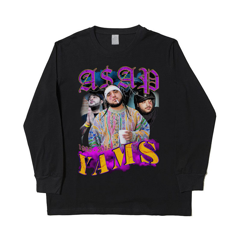 Asap Mob Asap Rocky HiphopVintage Tee欧美嘻哈说唱印花长袖男_虎窝淘