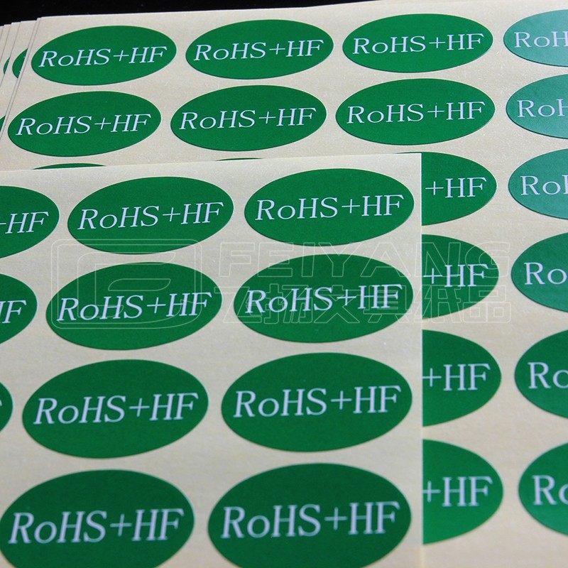 包邮RoHS+HF椭圆环保贴纸标签纸30*20mm出口物料标识无卤素不干胶_虎窝淘