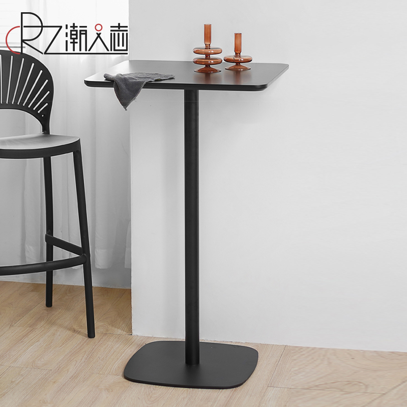 北欧实木吧台桌子简约网红咖啡厅桌子奶茶店高脚方桌子休闲酒吧桌_虎窝淘