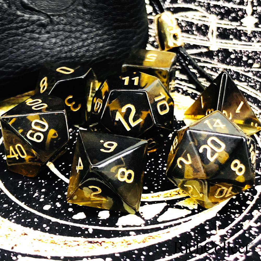 茶晶烟晶跑团宝石骰子龙与地下城DnD TRPG桌游克苏鲁COC色子_虎窝淘