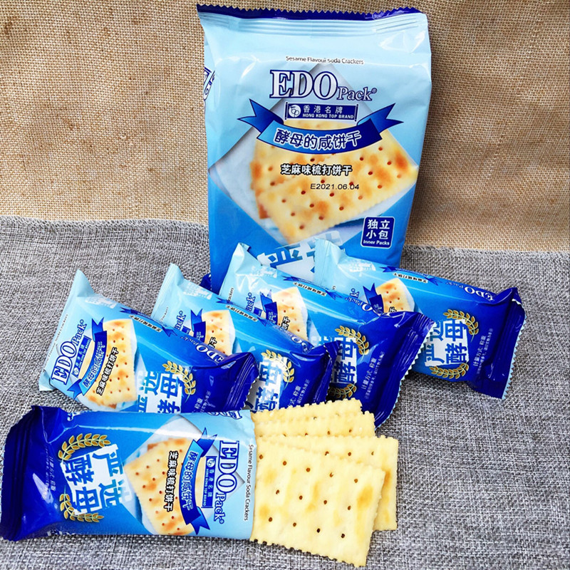 EDO Pack严选酵母咸苏打饼干100g*6包600克梳打芝麻/五谷/海苔味_虎窝淘