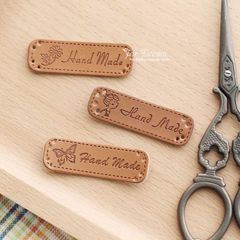 【可可家の辅料】手工DIY/zakka皮标/PU压痕皮标/手作小标签_虎窝淘