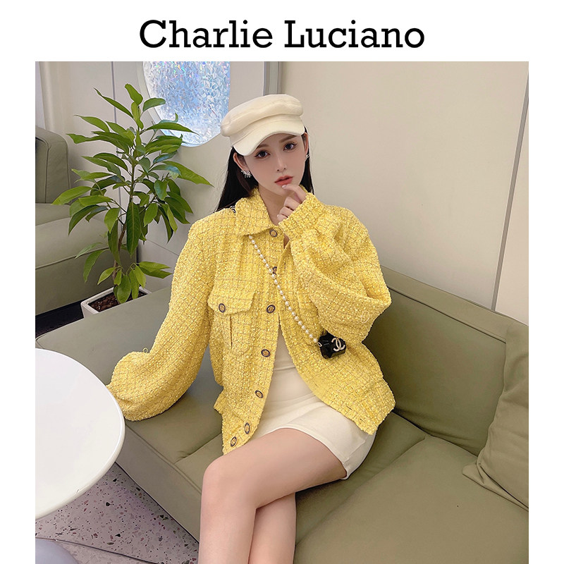 Charlie Luciano小香风短外套秋冬新款短外套衬衫男女同款CL外套_虎窝淘
