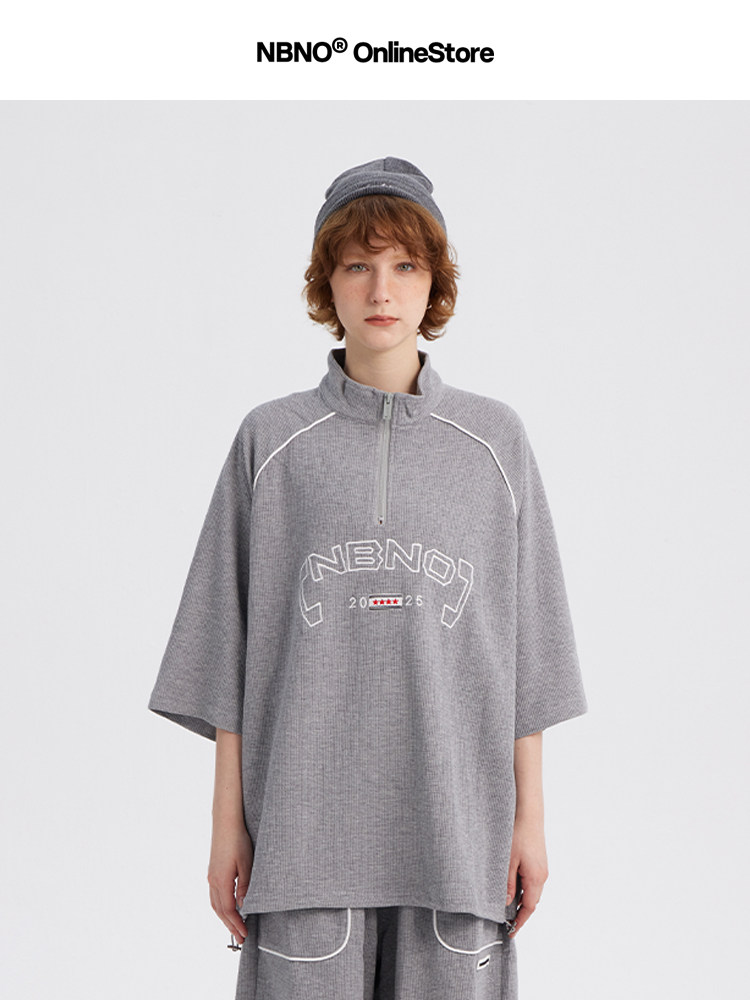 NBNO华夫格运动风重磅套装男士小众流行ins风美式T恤短裤情侣款_虎窝淘