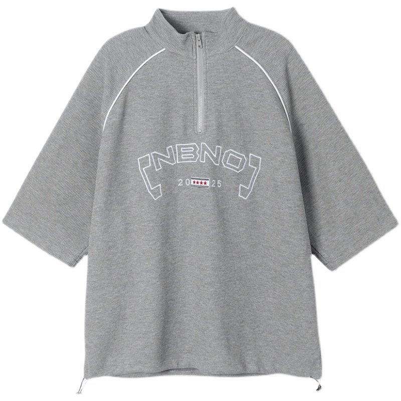 NBNO华夫格运动风重磅套装男士小众流行ins风美式T恤短裤情侣款_虎窝淘