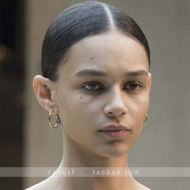 加粗VF定制ins美国进口14K注金欧美粗款简约包金耳圈耳环小号大号_虎窝淘