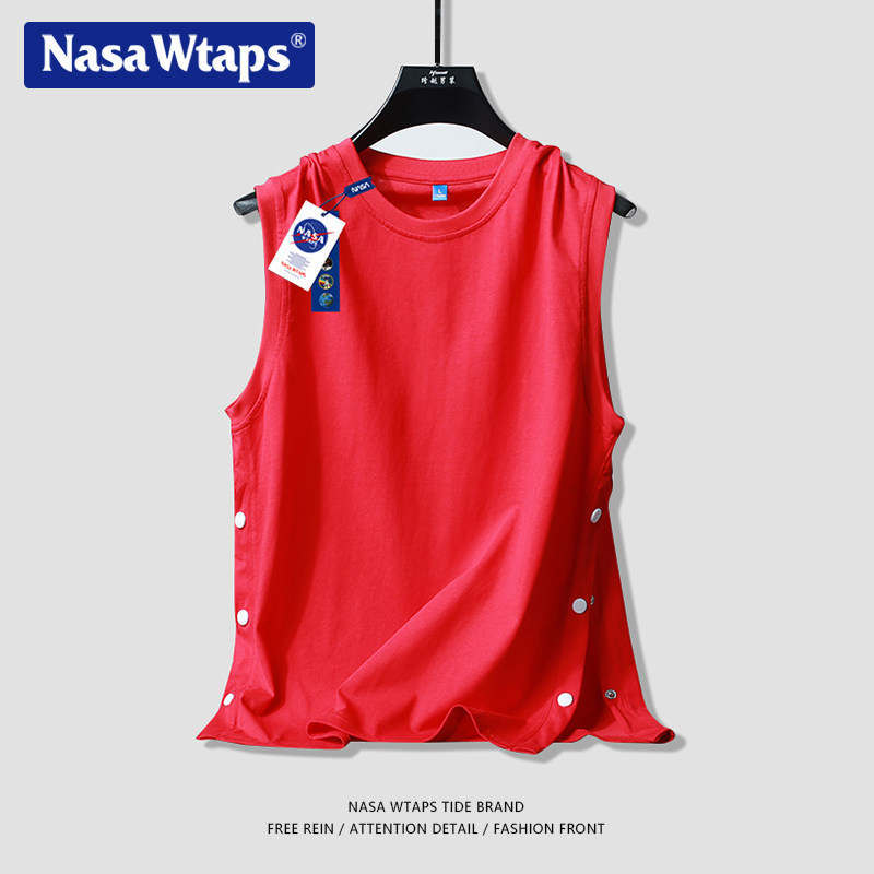 NASA WTAPS旗舰店无袖背心男夏季ins潮牌纯棉健身运动坎肩短袖t恤_虎窝淘
