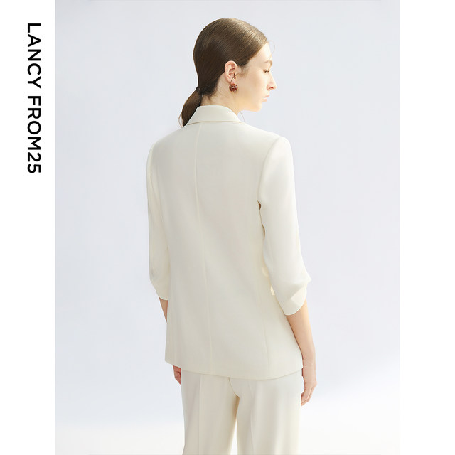 Langzi 2025 summer new commuter style six-point sleeve white suit jacket for women's business ...