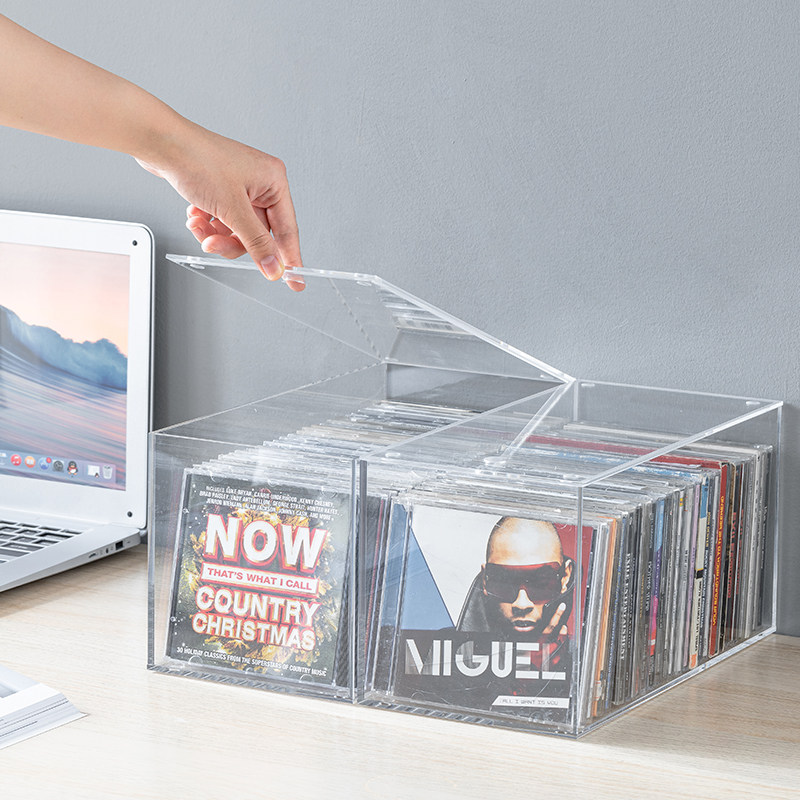日本亚克力CD收纳盒家用DVD收纳碟片光盘盒漫画专辑整理收纳箱架_虎窝淘