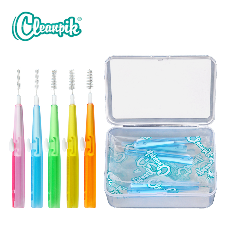 欧美cleanpik直型/I型牙缝刷推拉便携式牙齿间隙刷 10支独立包装_虎窝淘