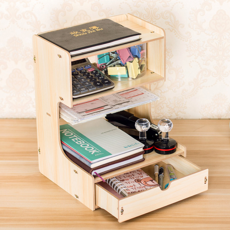 办公桌收纳文件夹收纳盒桌面置物架书桌文具整理架笔筒多层大容量_虎窝淘