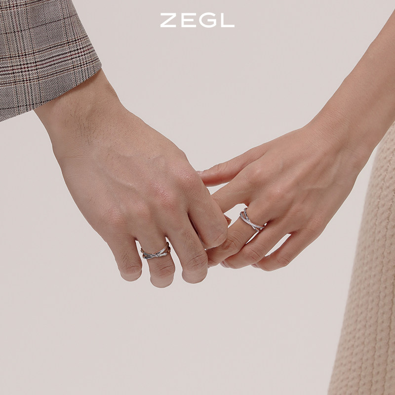 ZEGL竹节情侣对戒925银新中式开口戒指女小众设计七夕礼物送男友_虎窝淘