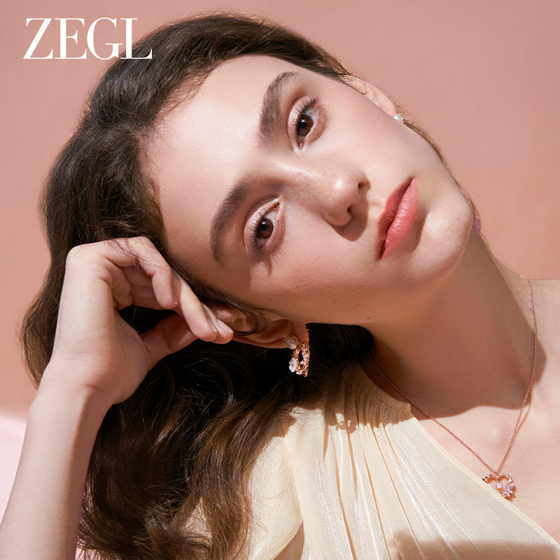 ZEGL设计师花见之约系列爱心樱花耳环女小众设计感高级耳钉耳饰品_虎窝淘