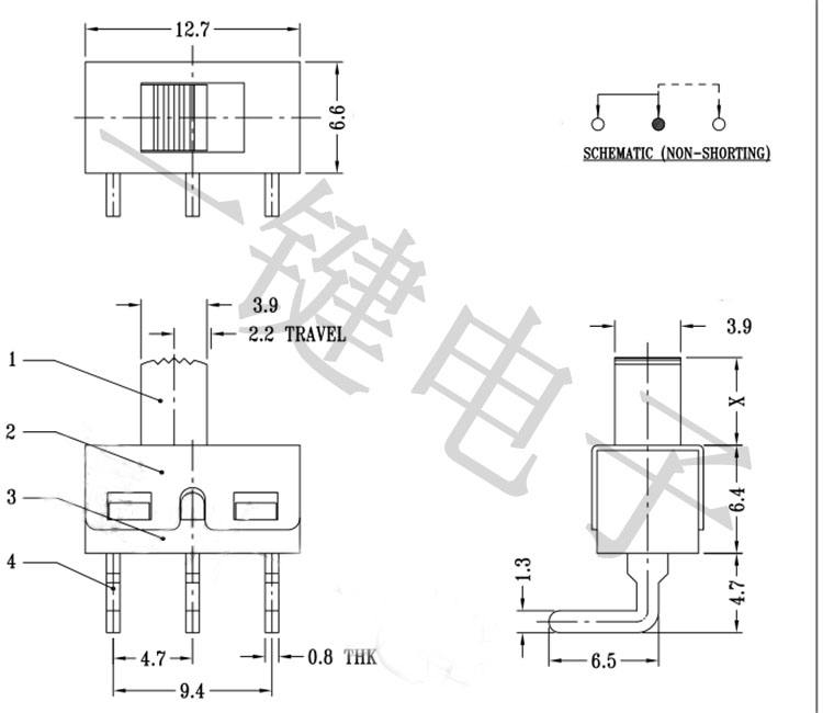 SS-12D06-G9（1P2T）3脚2档立式弯脚拨动开关大电流电源开关三脚_虎窝淘