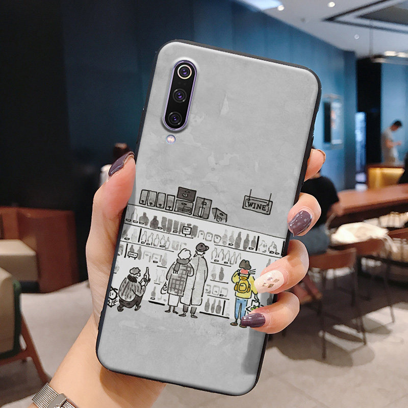 适用小米9尊享版小米9se红米note7 pro保护套小米play手机壳磨砂硅胶卡通复古风热干面购物柜个性潮小米PLAY_虎窝淘