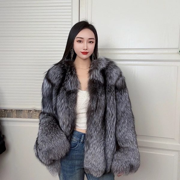 2025 new imported finnish silver fox whole leather fox fur coat women's ...