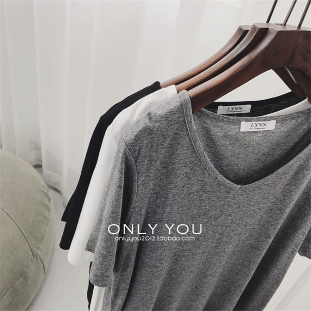 Summer soft drooping ice silk short-sleeved T-shirt for women solid ...