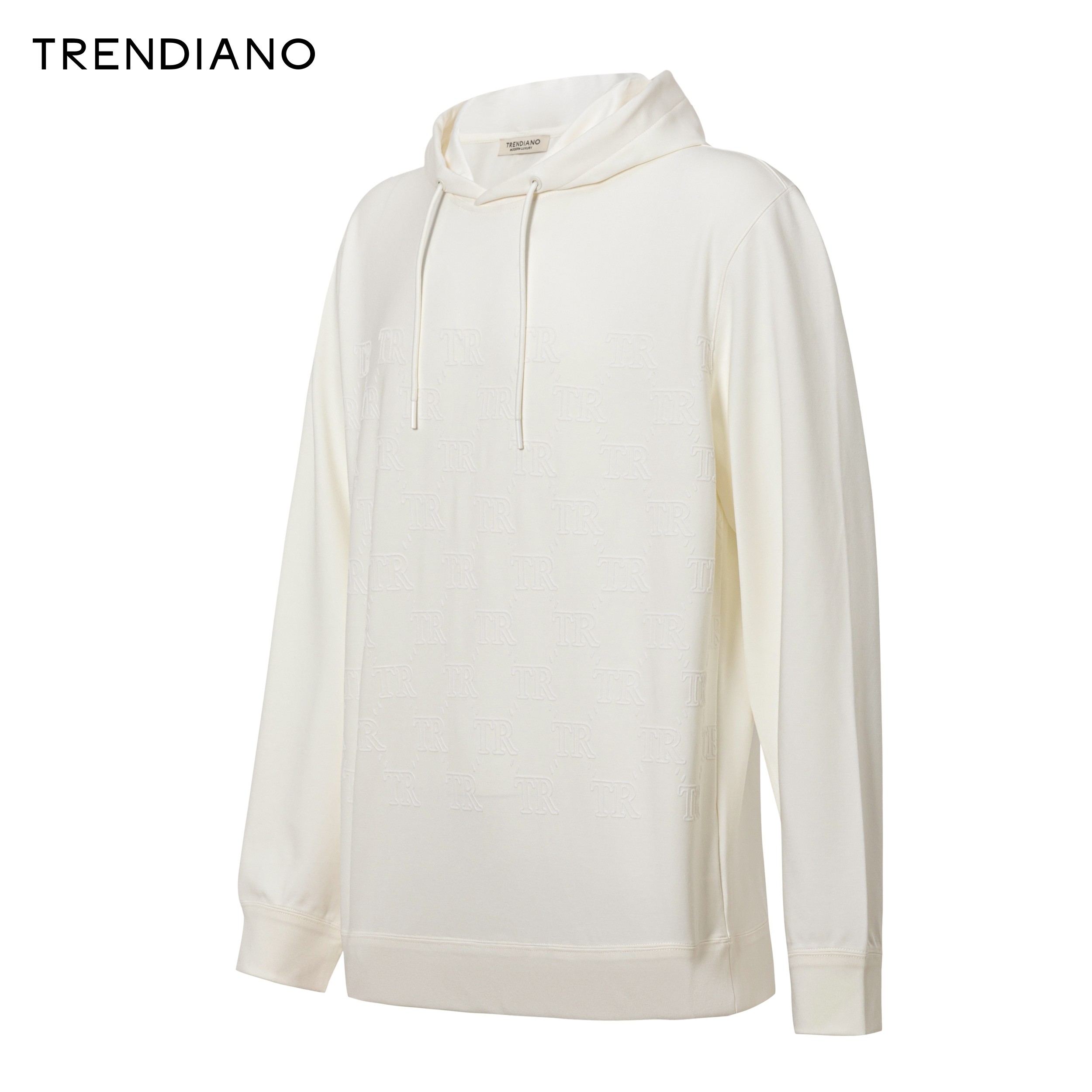 TRENDIANO潮牌官方秋季男装时尚简约TR植绒印花连帽休闲套头卫衣_虎窝淘