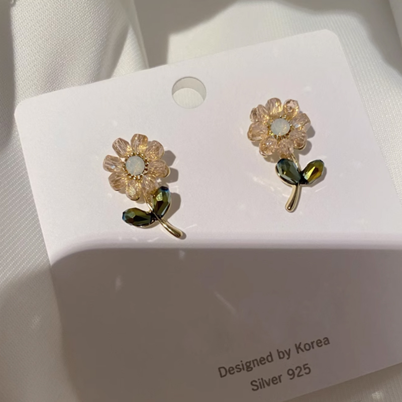 仙女花朵耳钉2023年新款潮甜美韩国925银银针ins网红简约气质耳环_虎窝淘