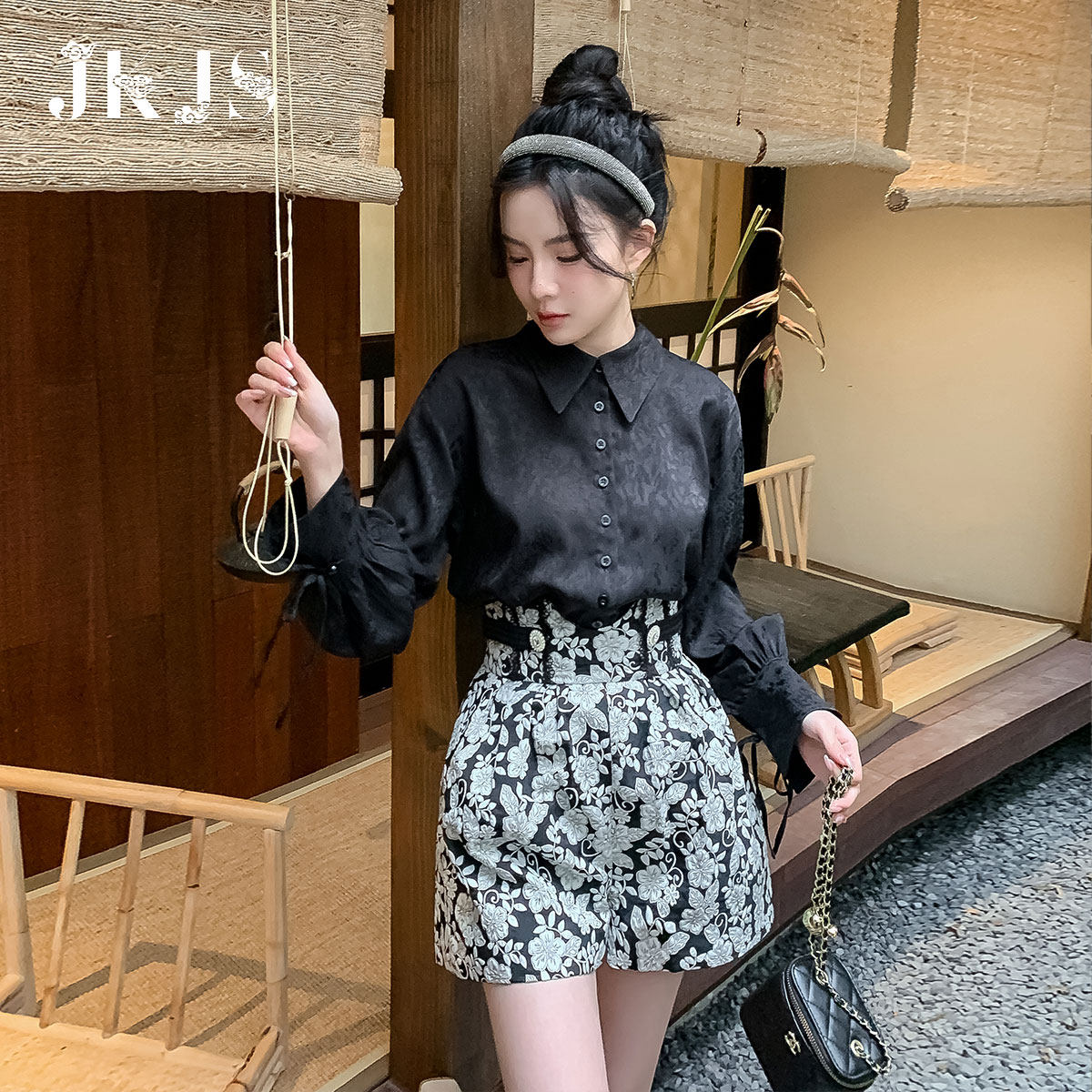 JKJS高腰短裤女小个子外穿春秋2023年新款休闲阔腿裤子a字短裤_虎窝淘