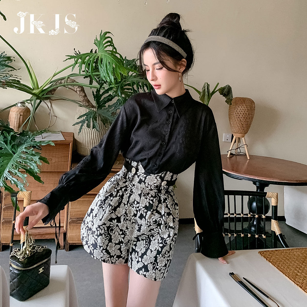 JKJS高腰短裤女小个子外穿春秋2023年新款休闲阔腿裤子a字短裤_虎窝淘