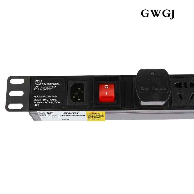 PDU机柜电源插座1U19英寸6位10A带双断开关热拔插SPD浪涌模块排插_虎窝淘