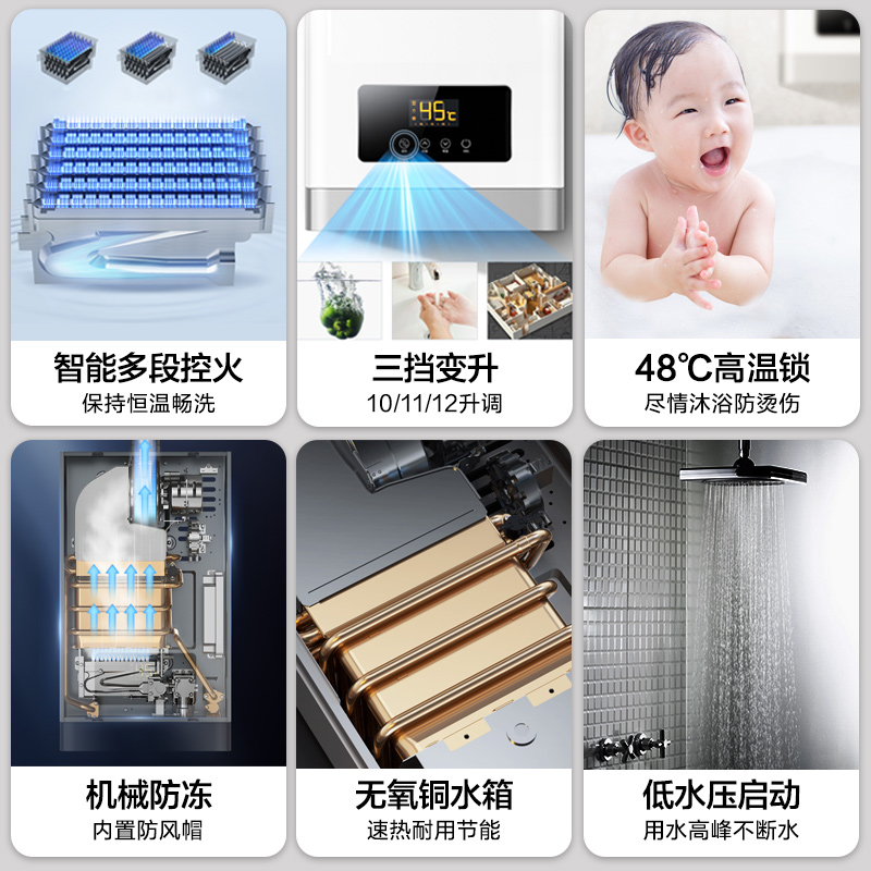 Macro/万家乐 JSQ24-12R1燃气热水器家用强排式小户型12L变频恒温_虎窝淘