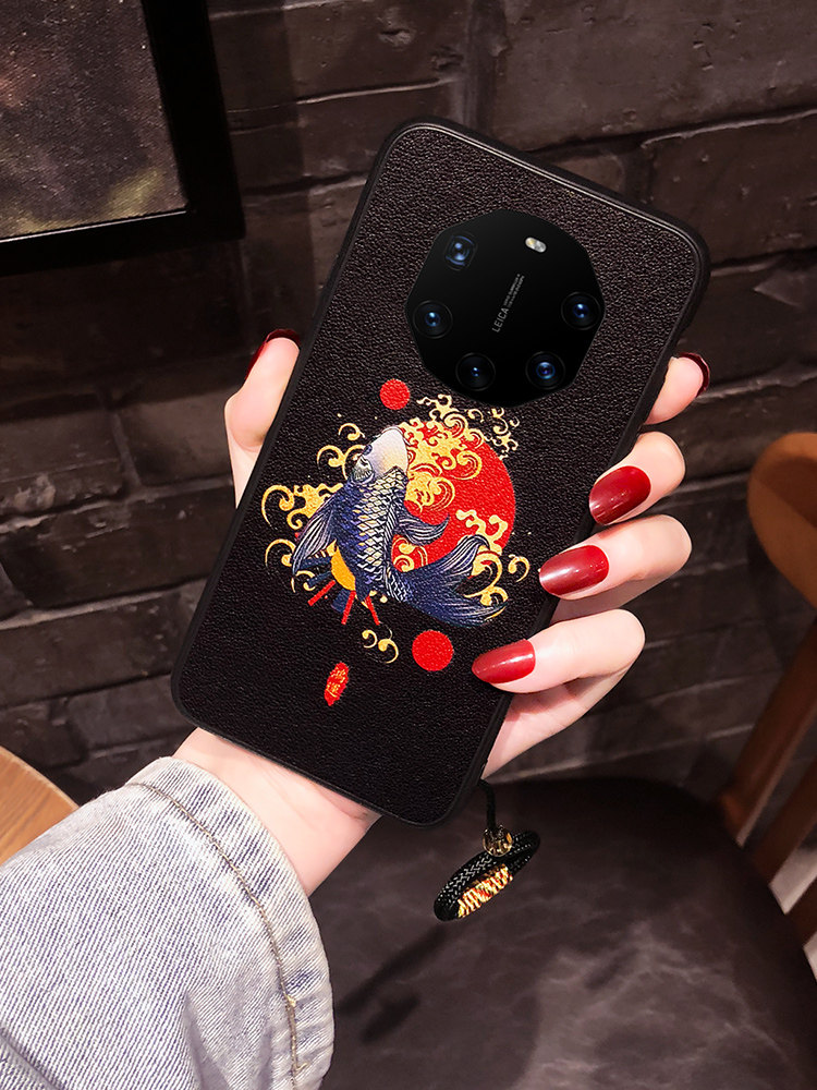 适用华为mate40保时捷版40rs手机壳中国风m40rs防摔全包镜头5g曲屏限量版魅特40rs保护套古风锦鲤男女款挂绳_虎窝淘