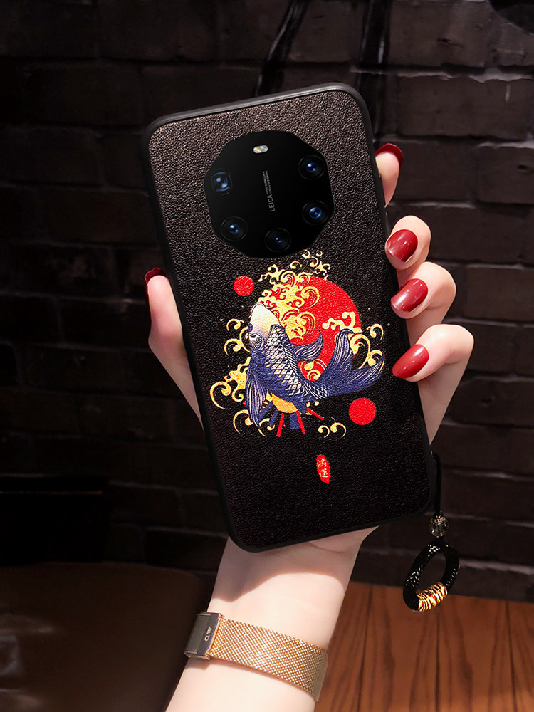 适用华为mate40保时捷版40rs手机壳中国风m40rs防摔全包镜头5g曲屏限量版魅特40rs保护套古风锦鲤男女款挂绳_虎窝淘