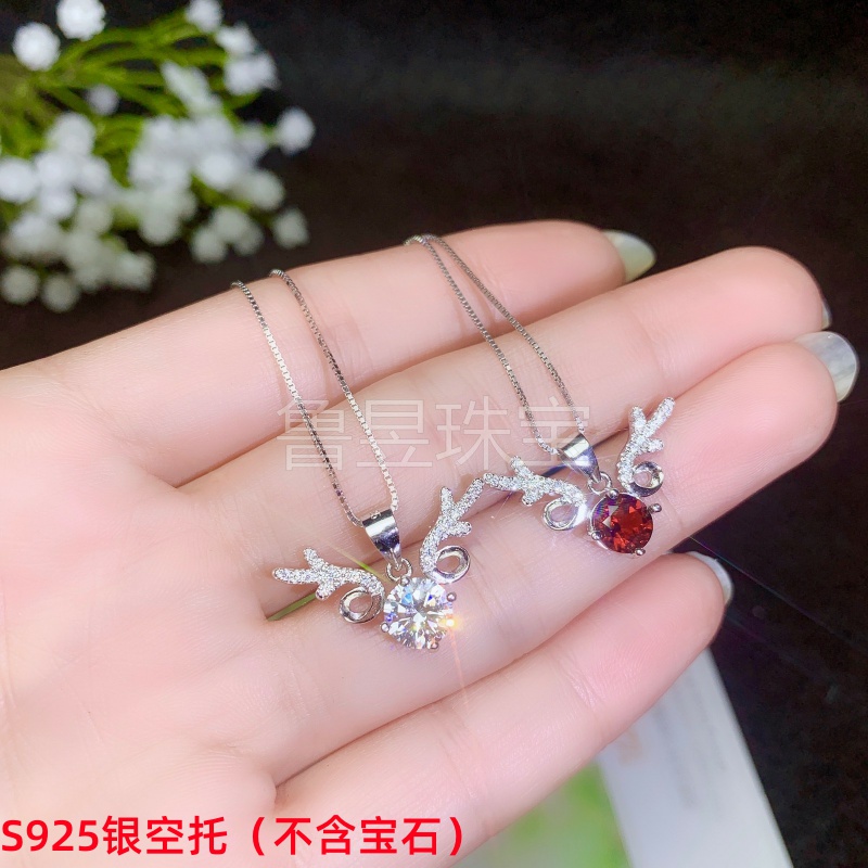S925银吊坠空托圆形5*5mm6*6mm8*8mm9*9mm一鹿有你代镶嵌彩宝_虎窝淘