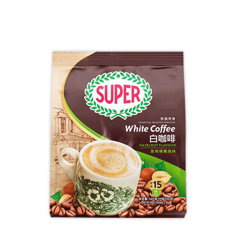 马来西亚怡保super超级白咖啡炭烧香烤榛果三合一速溶咖啡540g_虎窝淘