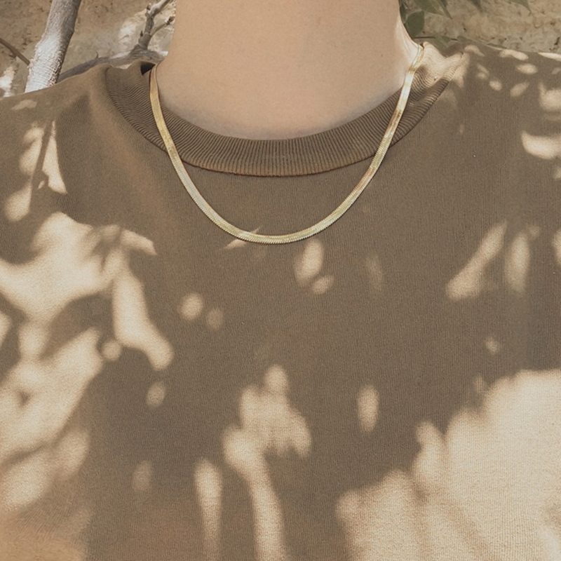 ALP JEWELRY金色刀片链蛇骨链项链简约高级感叠戴小众轻奢气质女_虎窝淘