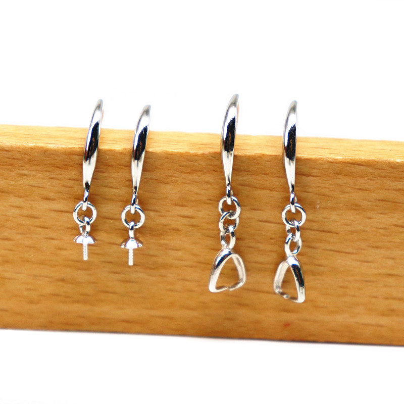 精工耳钩DIY银饰品配件S925纯银带夹扣防过敏电白金黄金耳勾托盘_虎窝淘