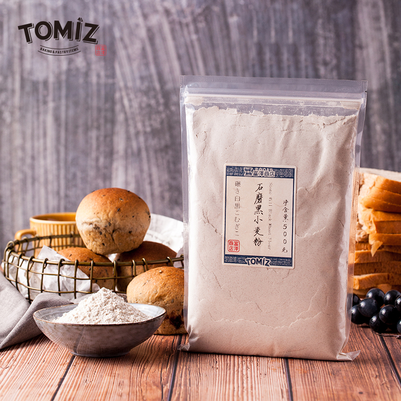 TOMIZ富泽商店石磨面粉绿黑小麦粉500g面条馒头烘焙原料面包粉_虎窝淘