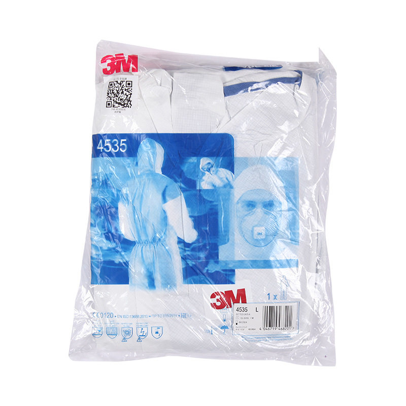 3M 4535白色带帽连体防护服透气背部_虎窝淘