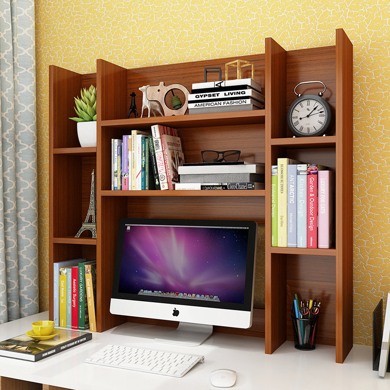 简约桌上书架简易学生儿童电脑置物架现代宿舍办公桌面收纳小书柜_虎窝淘