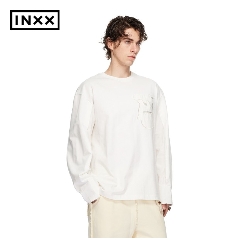 【INXX】RECYANCLE商场同款简约纯色T恤情侣长袖圆领上衣无性别_虎窝淘