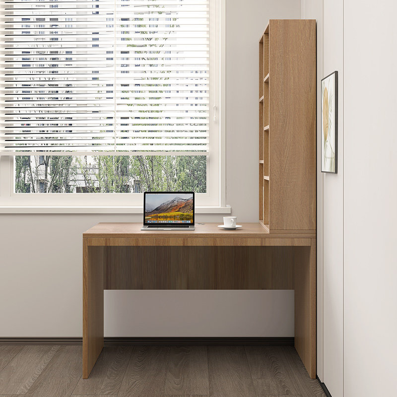 台式电脑桌书架组合家用写字桌卧室书桌书柜一体转角办公桌经济型_虎窝淘