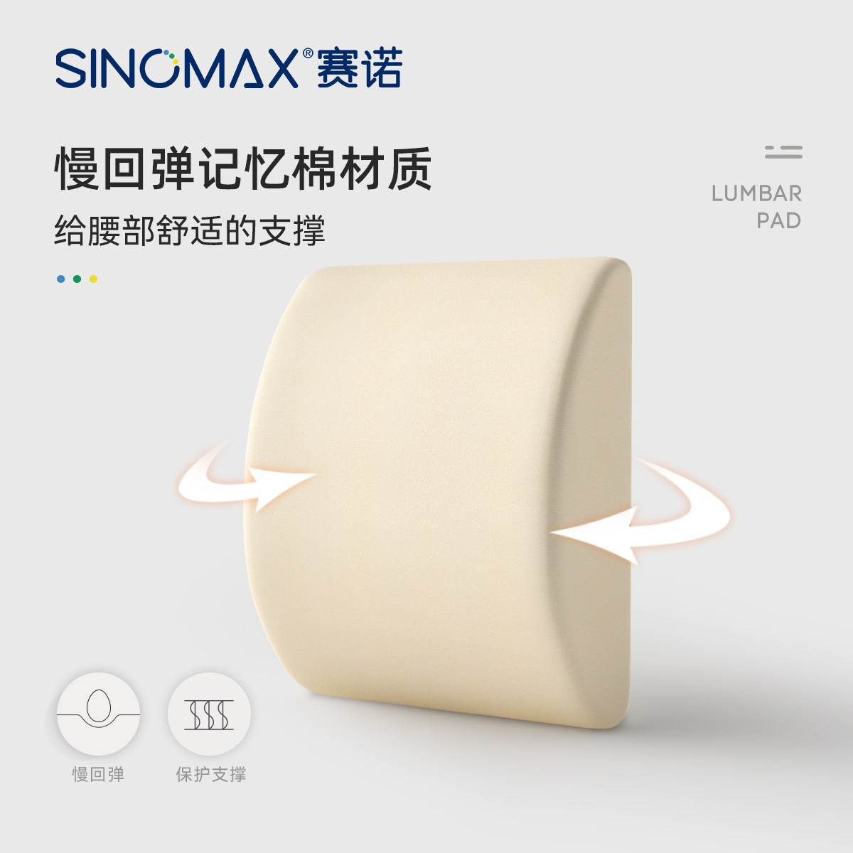 sinomax赛诺腰垫腰枕办公室靠背垫椅子座椅腰部靠枕垫记忆棉腰垫_虎窝淘
