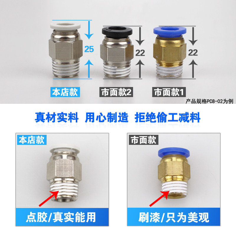 精品PC气动快插气管接头APC6-01 02 03 04 MPC6-M4 M5 M3螺纹直通_虎窝淘
