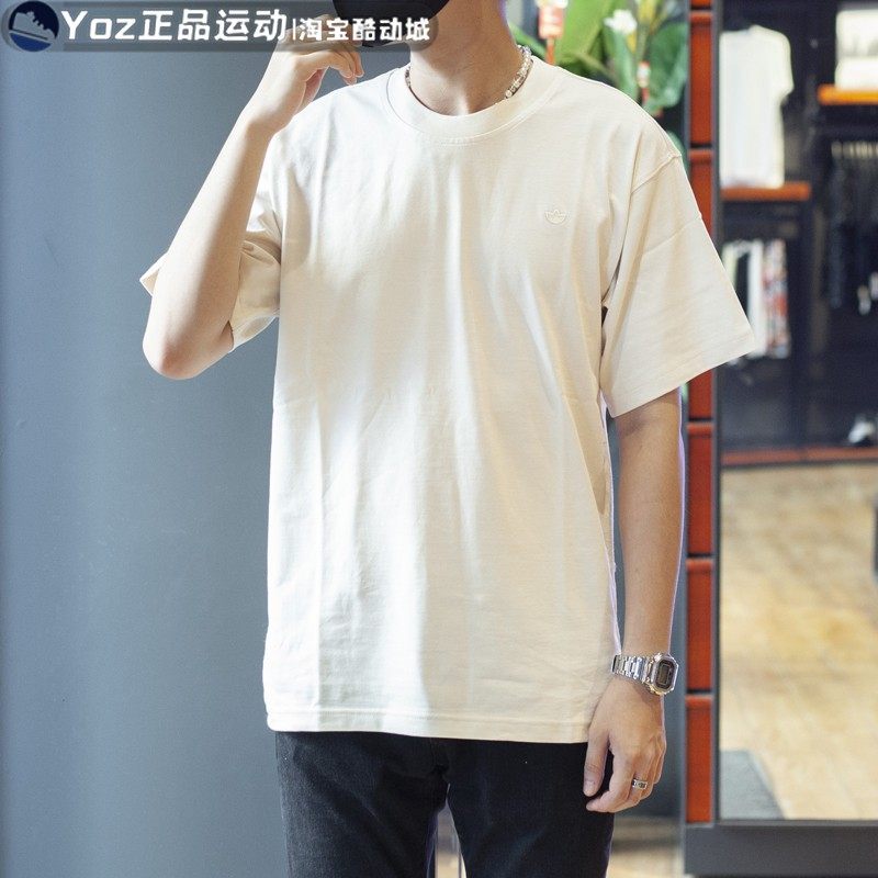 阿迪达斯三叶草男装2022秋款经典小标吸汗透气运动短袖T恤 HK2891_虎窝淘