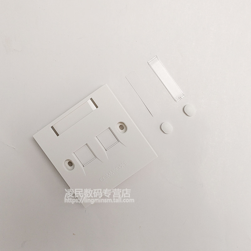 康普安普AMP双口面板86型760249251二位平口RJ45电脑网线接口网络信息插座FPS-BS-2P-W【不含模块】_虎窝淘