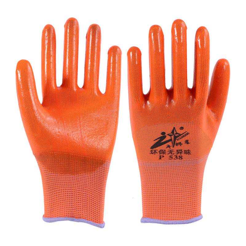 加厚半挂PVC牛郎星品牌P538防水防滑耐磨工作工地钢筋工劳保手套2_虎窝淘