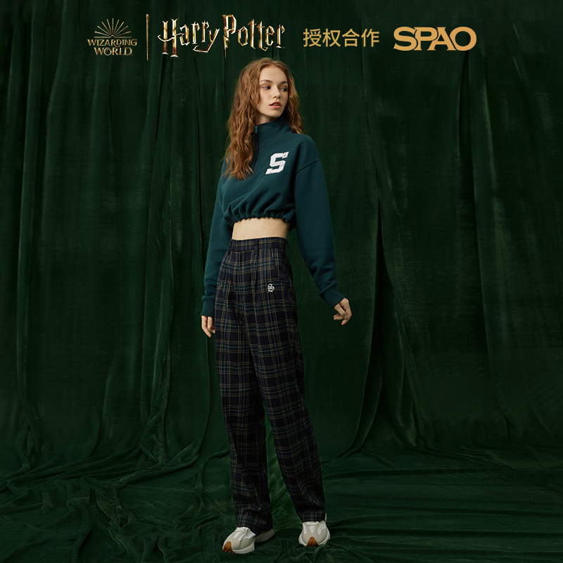 SPAO哈利波特合作系列冬季半拉链短款立领卫衣SPMWC49D03_虎窝淘