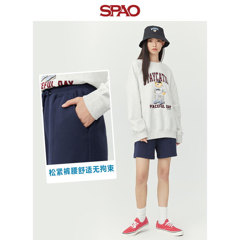 【小熊Woodie】SPAO女士短裤2023年夏季休闲松紧腰卫裤SPMTD12P62_虎窝淘