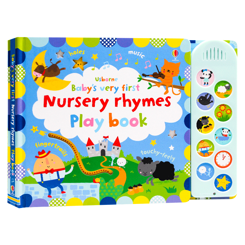 童谣儿歌纸板触摸发声翻翻书英文原版 Usborne Baby's Very First Nursery Rhymes Playbook幼儿英语 ...