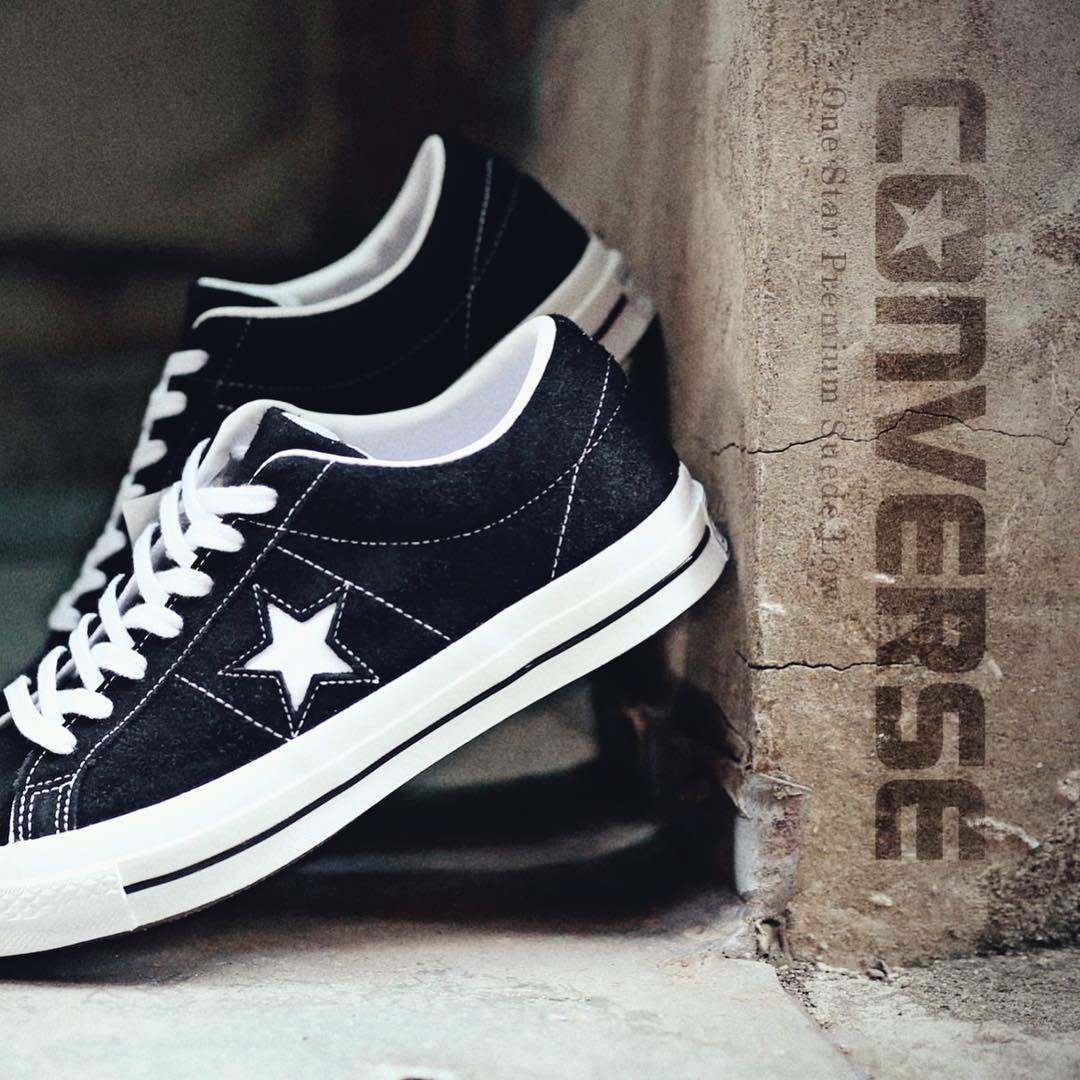 匡威CONVERSE ONE STAR黑色翻毛皮男女情侣经典低帮帆布鞋158369C_虎窝淘