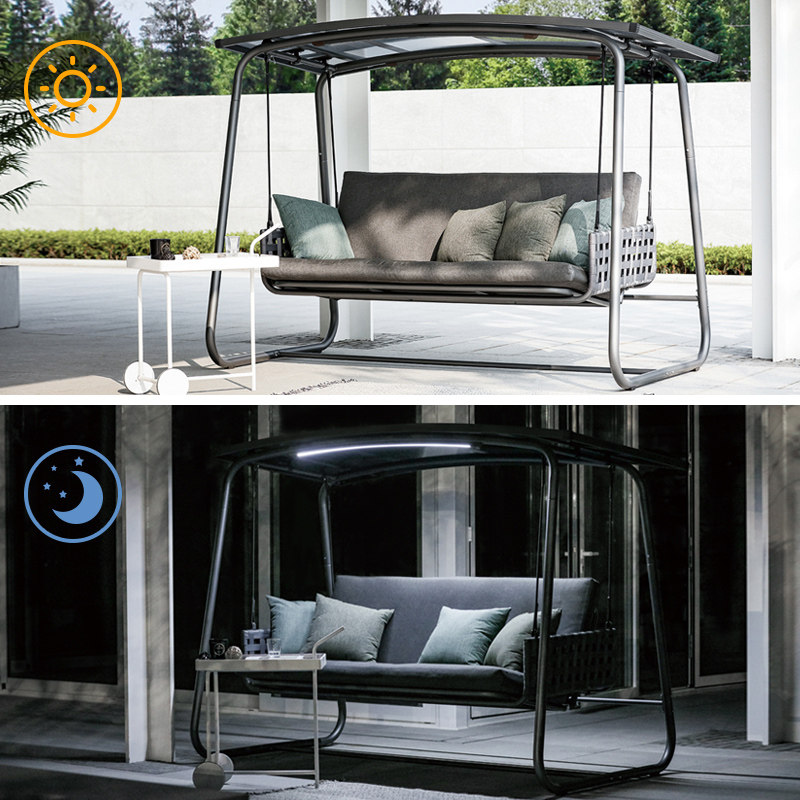 MWH曼好家北欧户外秋千摇椅铁艺双人花园庭院太阳田园能荡秋千椅_虎窝淘
