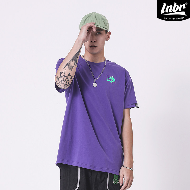 LNBR夏季休闲趣味字母印花T恤时尚宽松情侣加大码短袖潮_虎窝淘