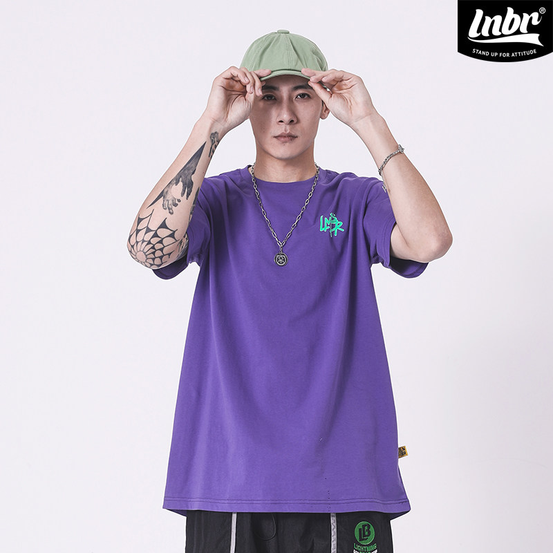LNBR夏季休闲趣味字母印花T恤时尚宽松情侣加大码短袖潮_虎窝淘